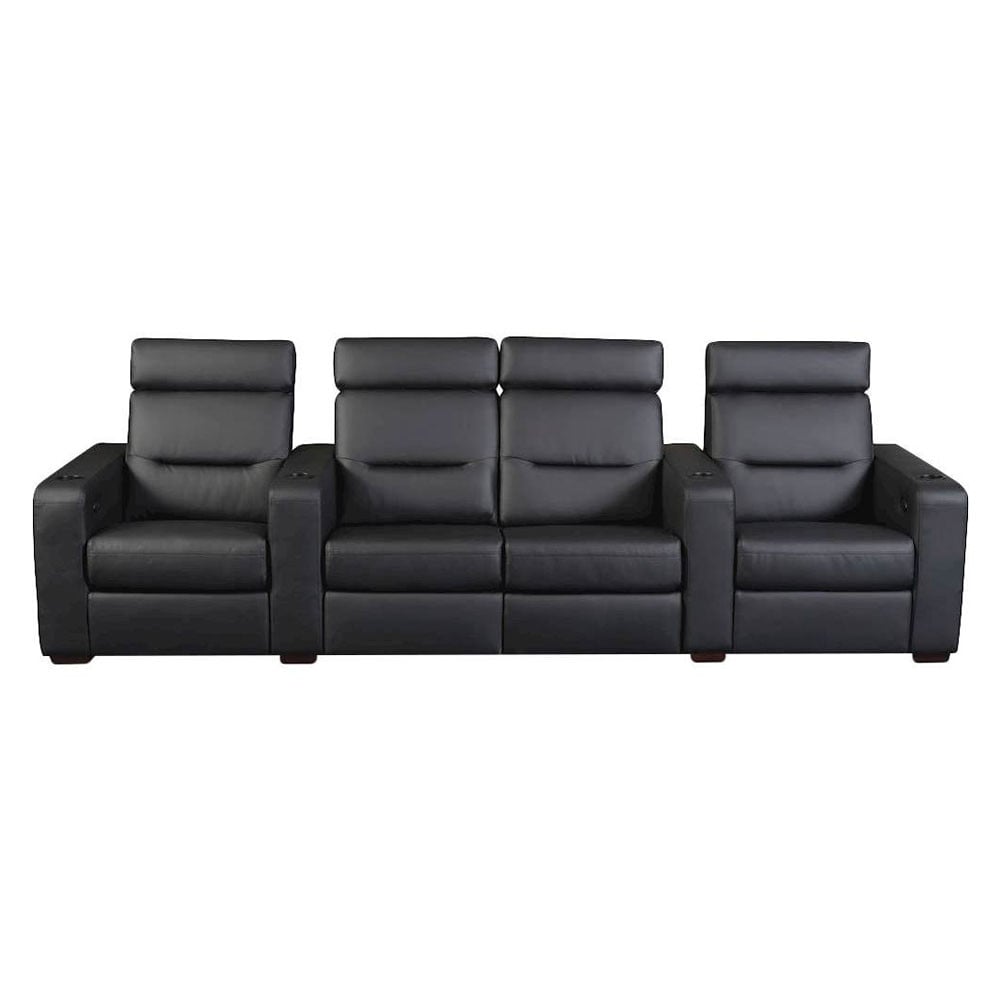 Salamander AV Basics TC3 4 Seat with Center Loveseat Black Leather Mot